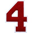 Amazon.com: 4-1/2" Iron on Number Patches Red Chenille Number Patch Letterman Jacket Patches ...