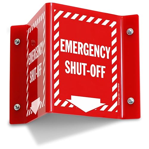SmartSign "Emergency Shut-Off" Two-Sided V-Shaped Projecting Sign with ...
