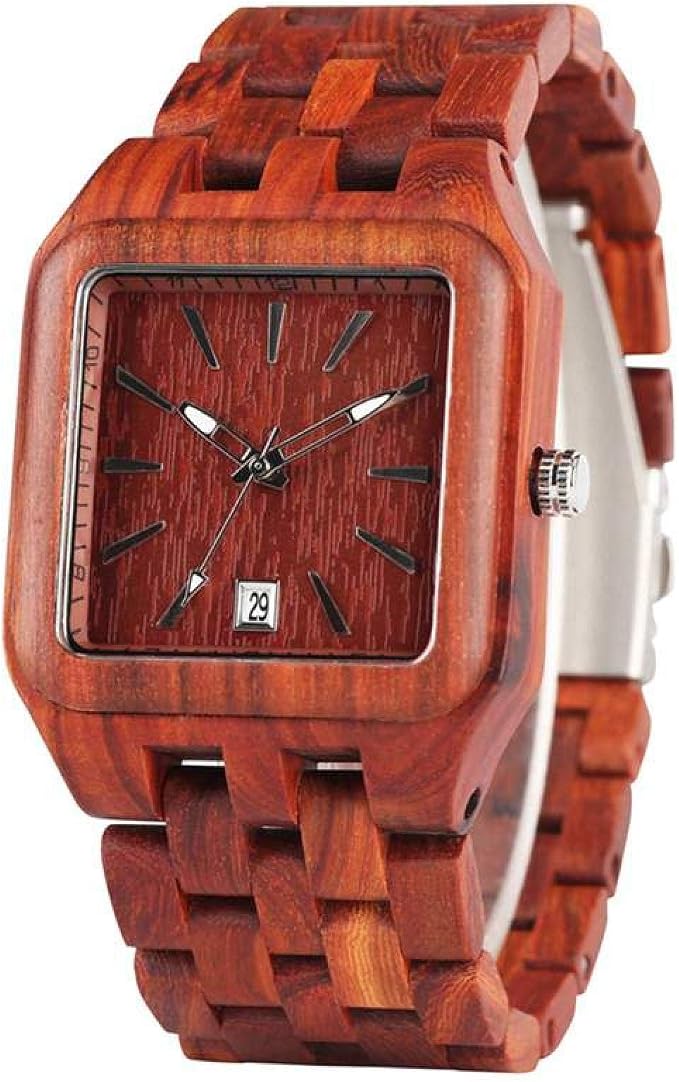 Relojes de Madera Retro para Hombres Reloj único con Esfera Rectangular ...