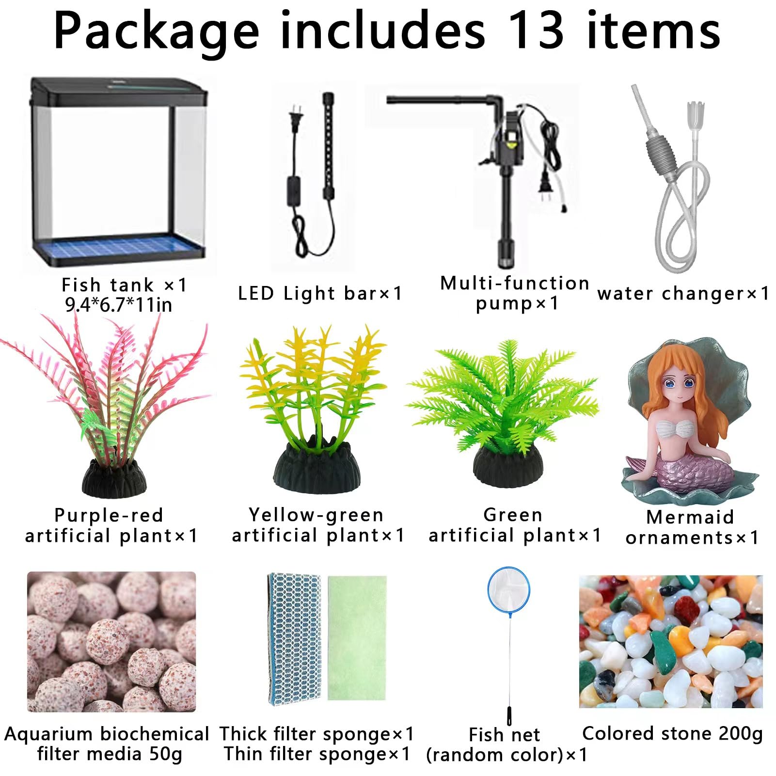 Mua SANOSY Glass Fish Tank 2.3 Gallon Aquarium Starter Kit Small Betta ...