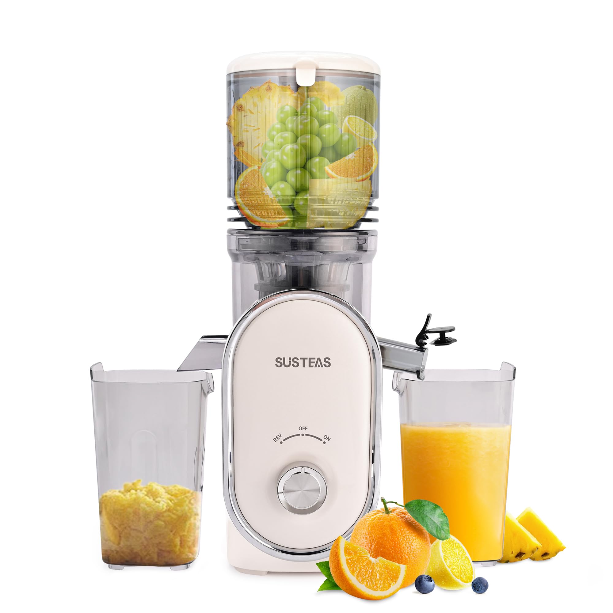 SUSTEAS Cold Press Juicer, 5.3" Feed Chute Slow Masticating Machines ...