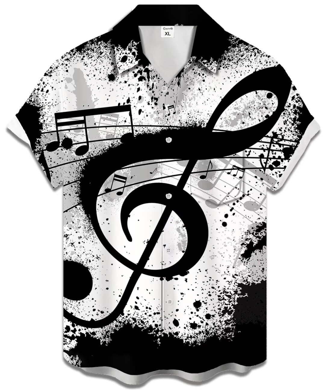 Gwnnb Music Bowling Shirts for Men Music Note Short Sleeve Casual ...