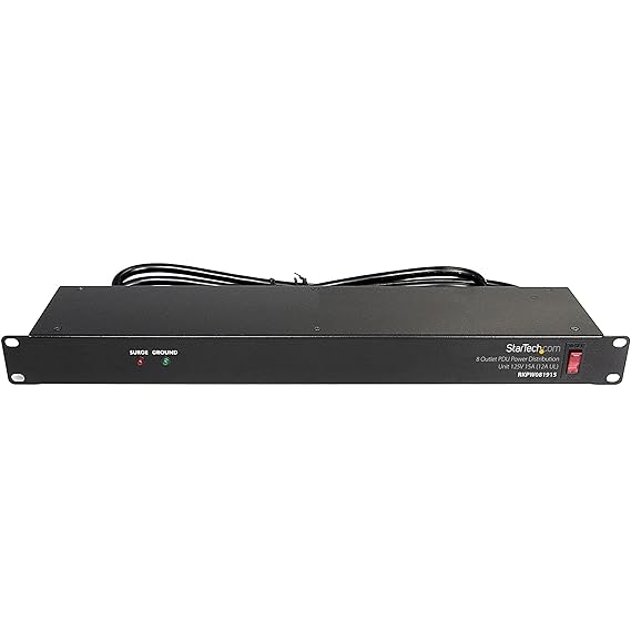 StarTech.com 19-Inch 1U Rackmount 8 Outlet PDU Power Distribution Unit ...