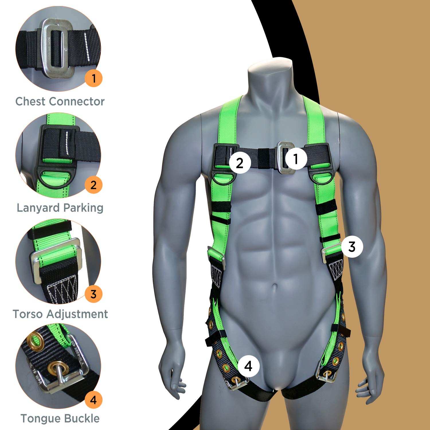 Mua AFP Universal Full-Body Safety Harness w/Dorsal D-Ring Tongue ...