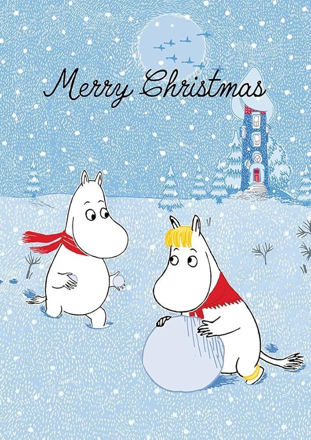 Moomin Moomintroll & Snorkmaiden in the Snow - Blank Christmas Card ...