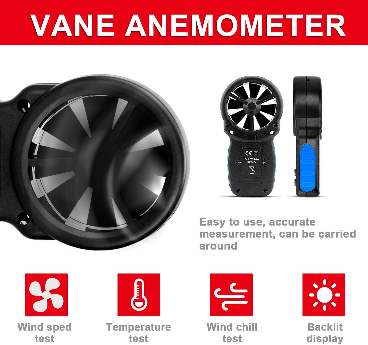 INFURIDER Handheld Anemometer Barometer YF-866BWM Wind Speed Meter,Wind ...