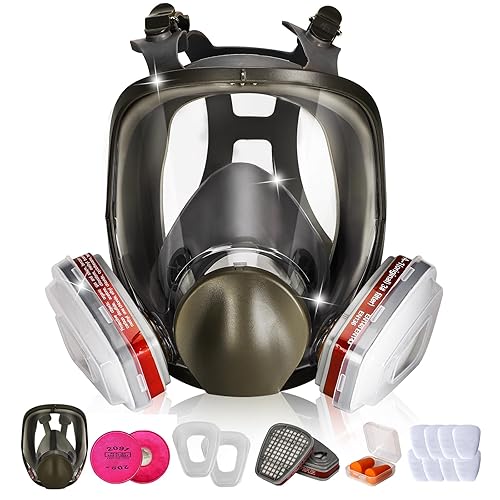 Full Face Respirator Gas Mask - Respirator Mask with Filters for ...