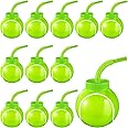 Amazon.com: Gerrii 12 Sets Tennis Ball Party Cups with Straws and Lids ...