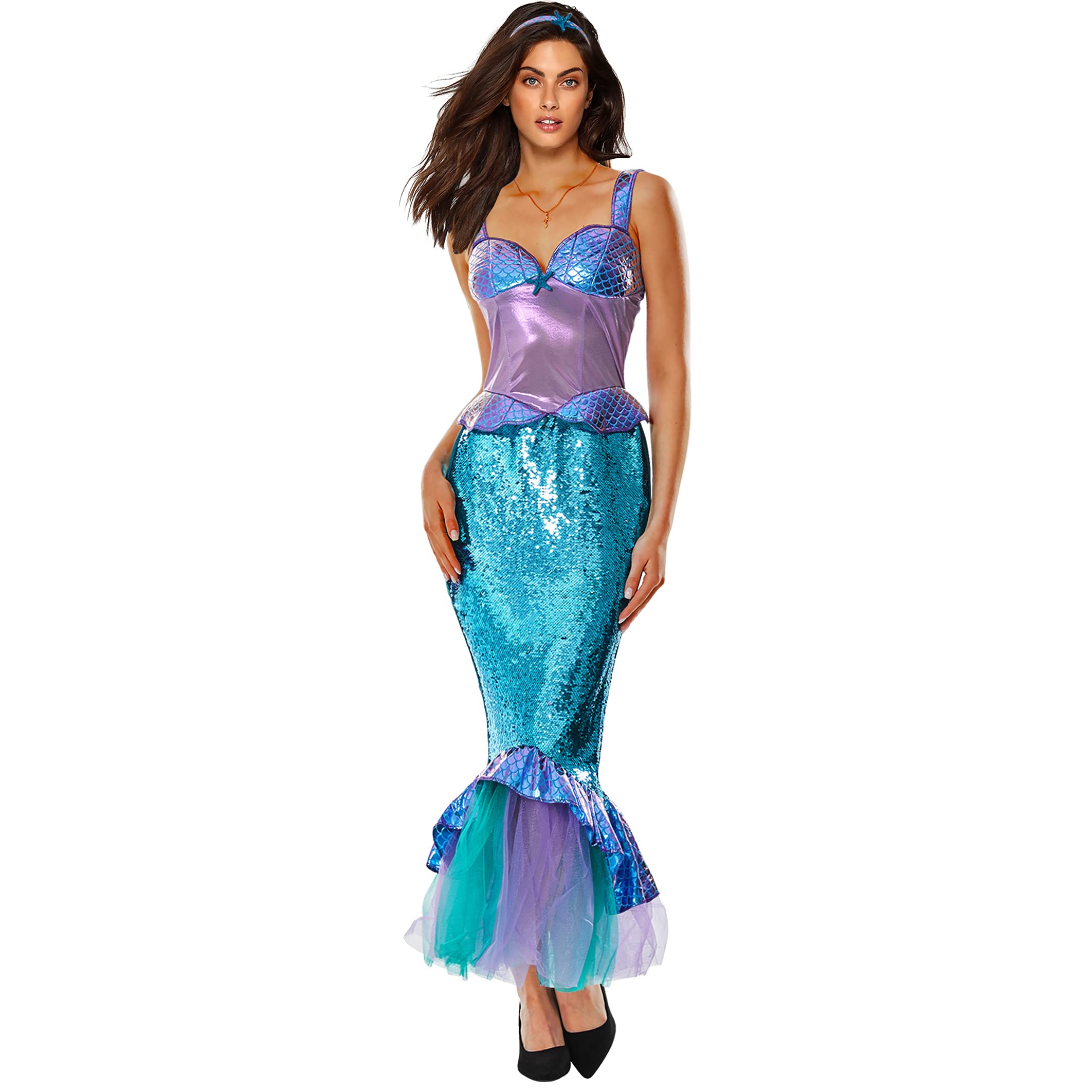ReneeCho The Mermaid Costume for Women Halloween Sea-maid Tail Dress ...