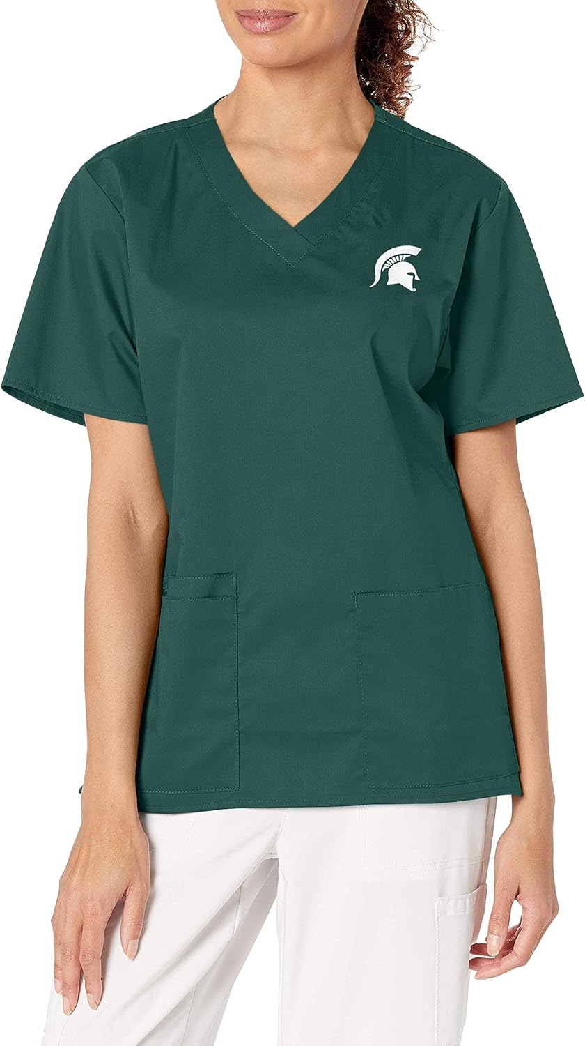 WonderWink Women's Michigan State University V-Neck Top Medical Scrubs ...