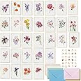 Amazon.com : AMNADOF 30 Floral Blank Cards with Envelopes & Stickers ...
