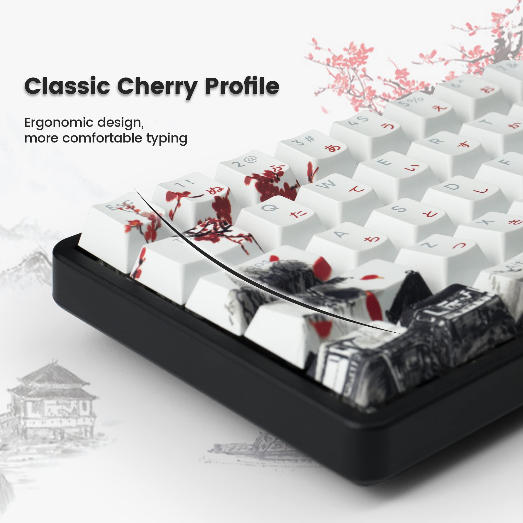 Mua Womier PBT Keycaps Set 130 Keys, Custom White Japanese Keyboard ...