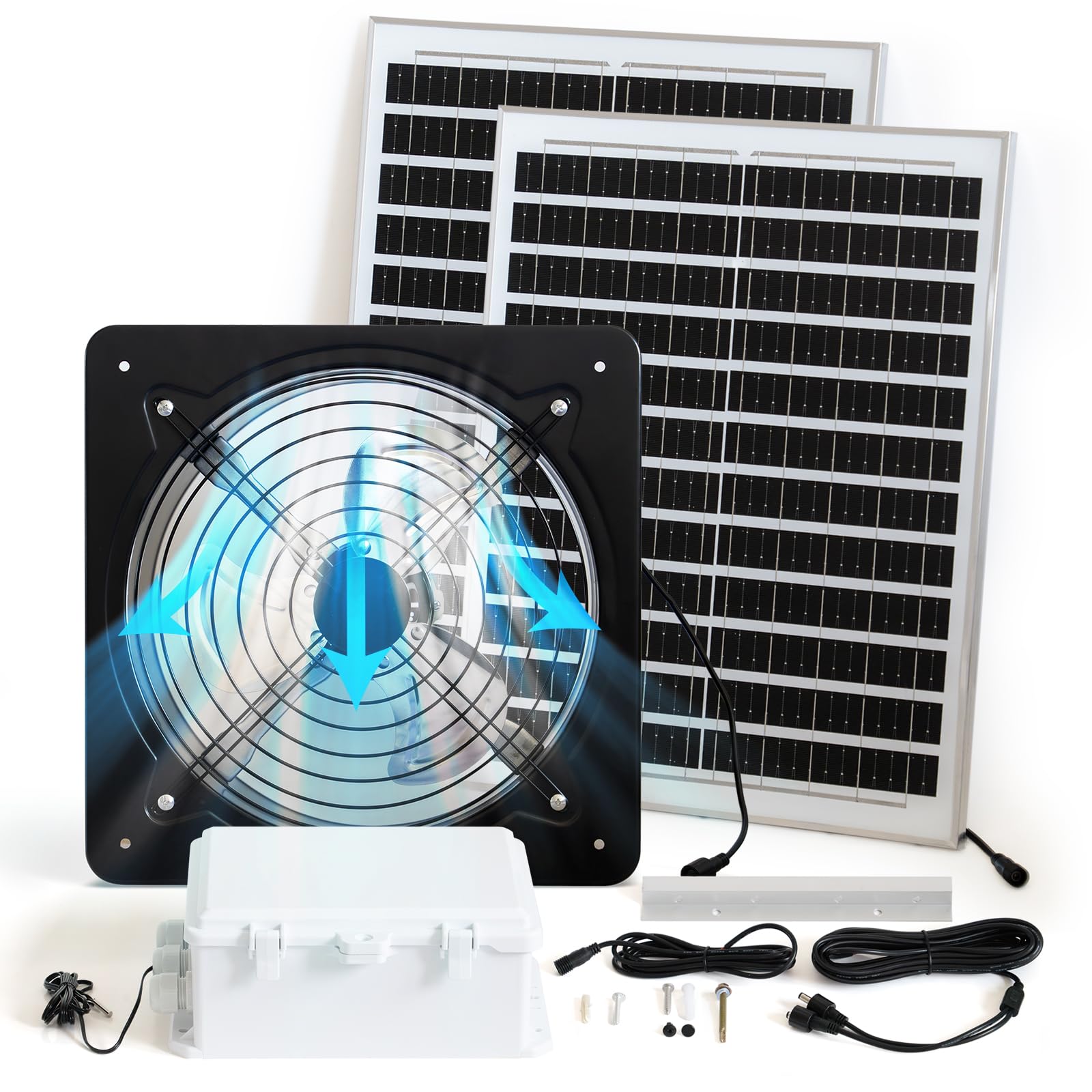 TXL 40W Solar Fan with Thermostat, Solar Gable Vent Fan, 1800 CFM ...