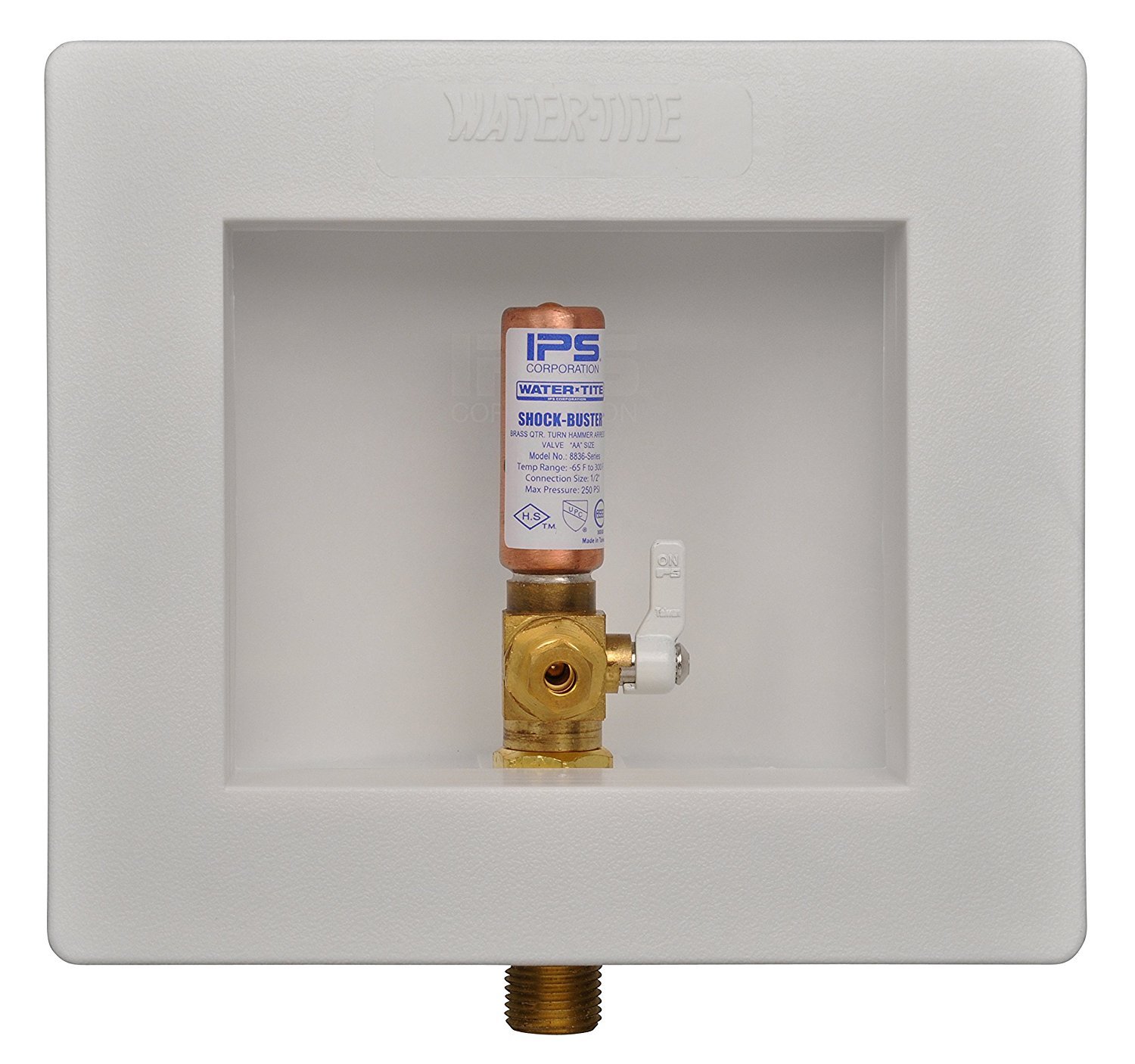 Water-Tite 87978 Square Ice Maker Outlet Box - Quarter-Turn Brass ...