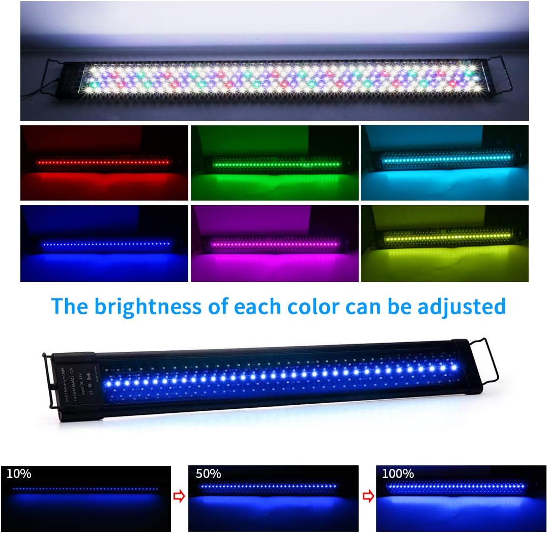 Full Spectrum Aquarium Light 60W with Timer & Extendable Brackets ...