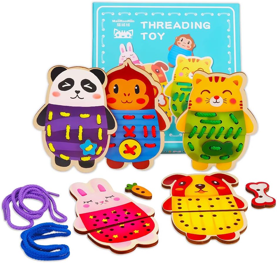 Little Guy Animal Threading and Lacing Cards for 3-7 Year Olds Kids ...