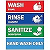 ASSURED SIGNS Wash Rinse Sanitize Sink Labels - 2.75" x 9" - Also ...