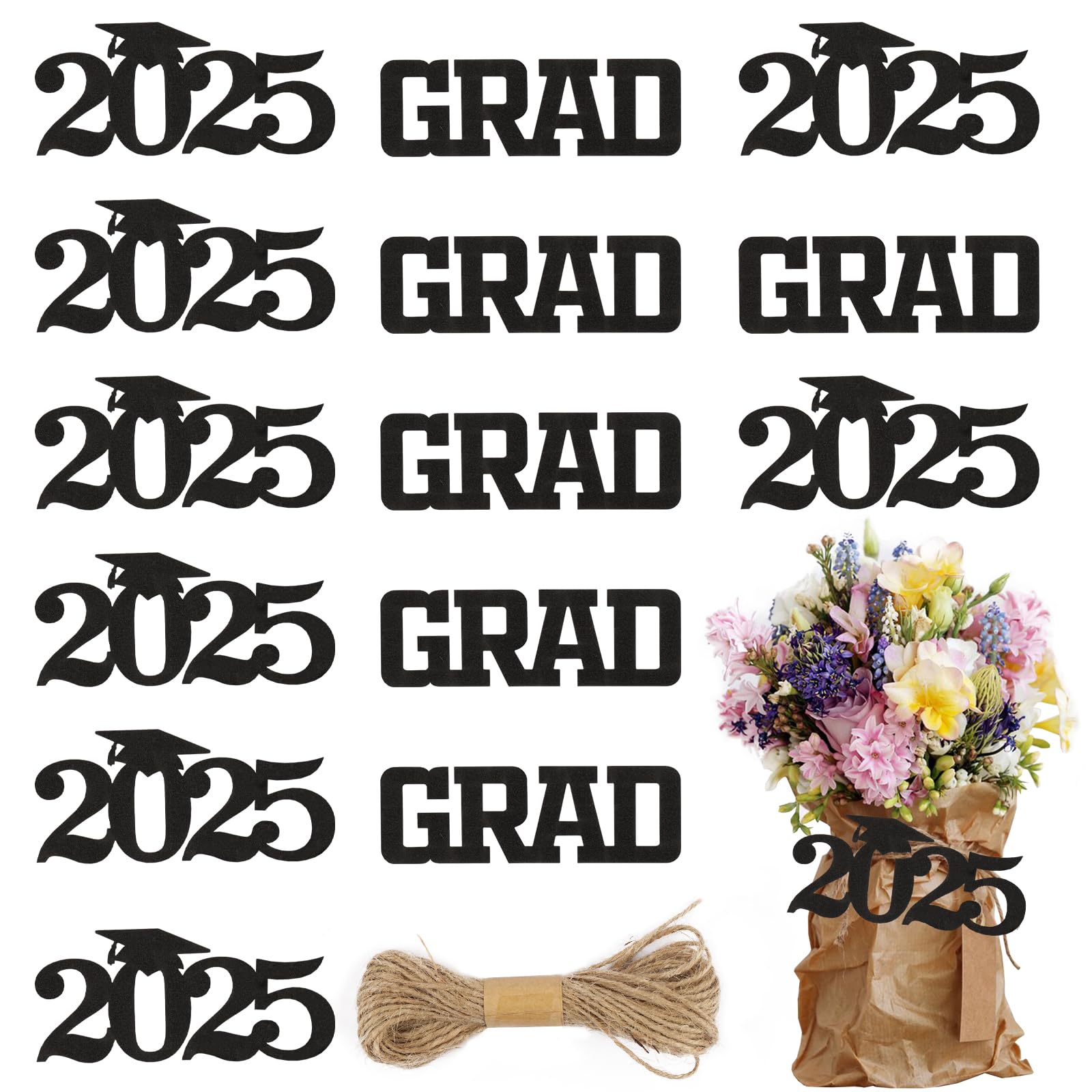 Hying 24 Pcs 2025 Graduation Confetti for Table, Class of 2025 Cutouts ...