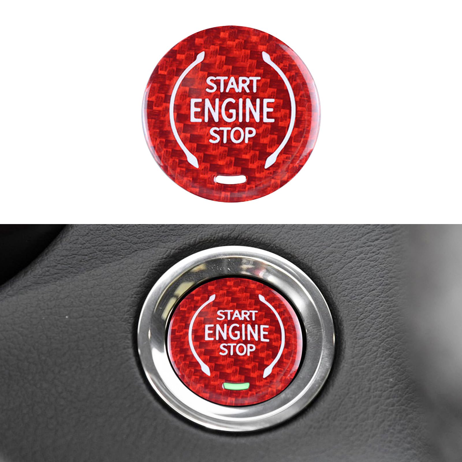 QianBao Compatible with Carbon Fiber Start Stop Button Cover Car Engine ...