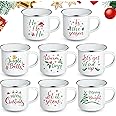 Amazon.com: Umigy 8 Pcs Christmas Coffee Mugs 12 oz Enamel Mugs Xmas ...