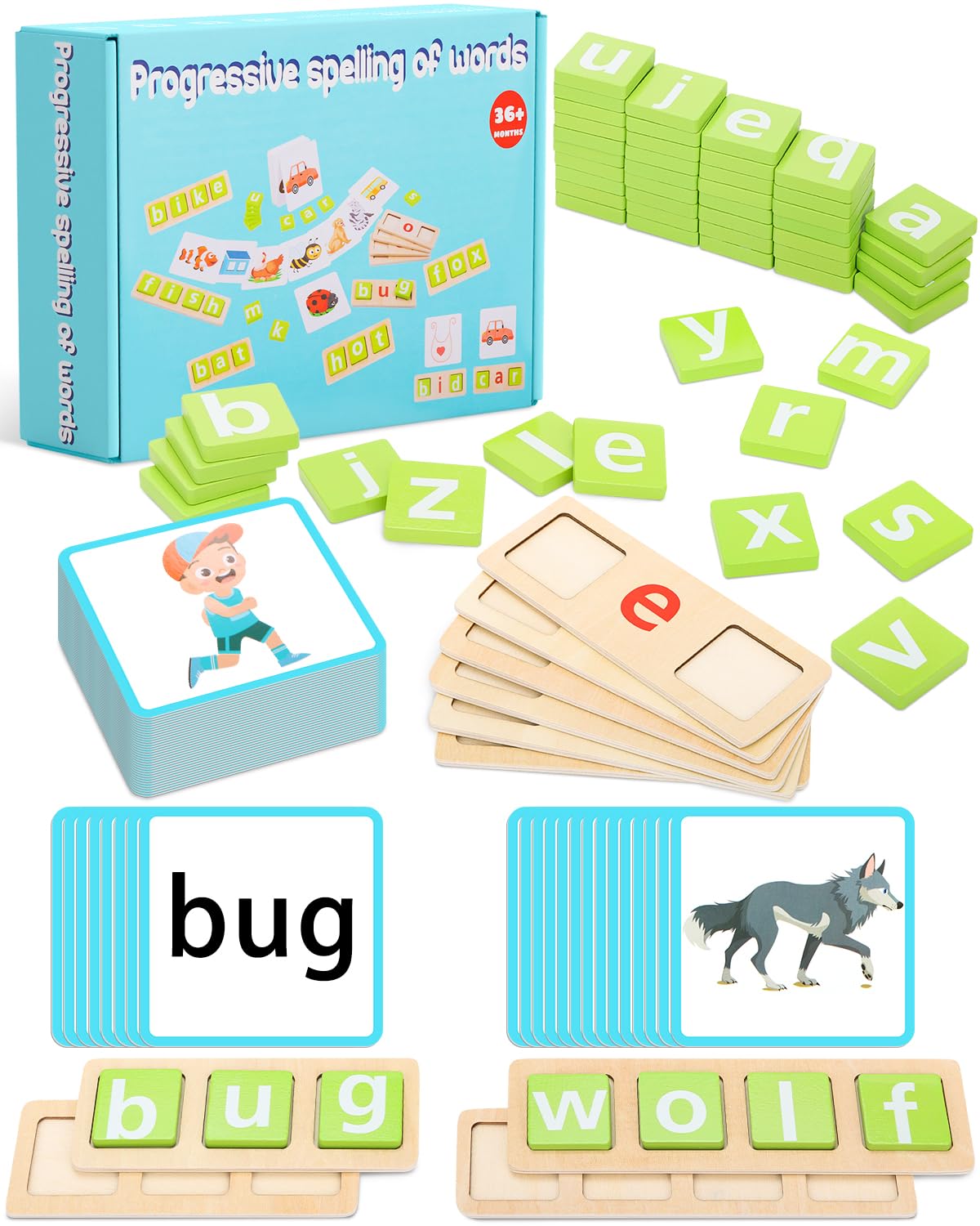 Mua Wooden CVC Word Spelling Games, Vowel Learning Toys with 50 Sight ...