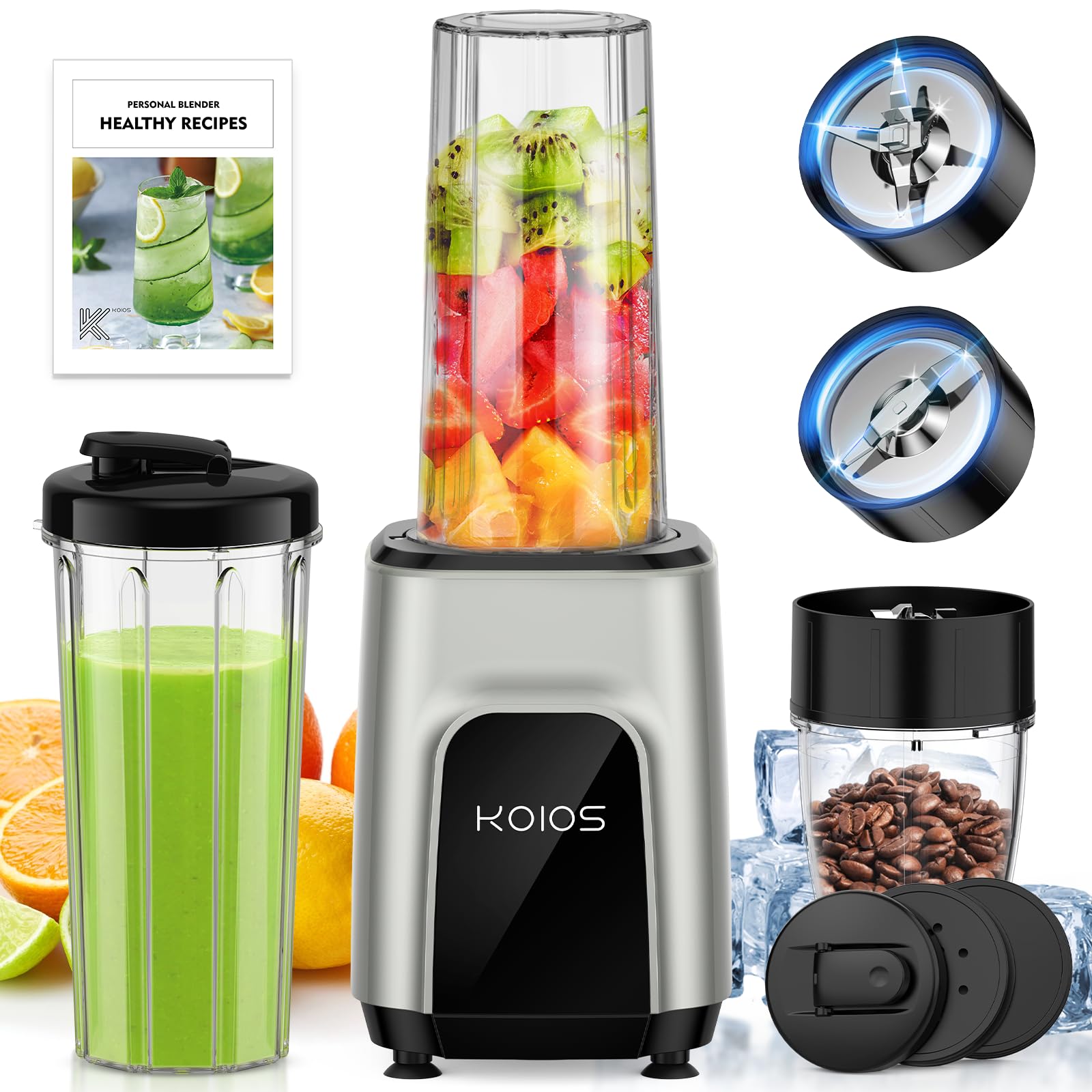 KOIOS Smoothies Blender, 900W Personal Blender and Grinder Combo for ...
