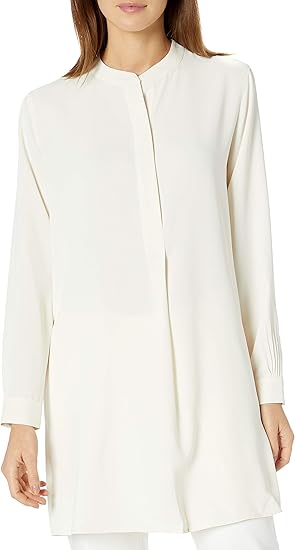 Anne Klein Women's Pop-Over Blouse with Covered Placket and Side Slits ...