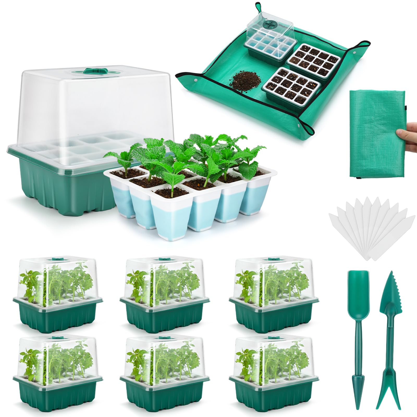 Hanaoyo Reusable Seed Starter Tray with 72 Soft Silicone Cells, 6 Pack ...