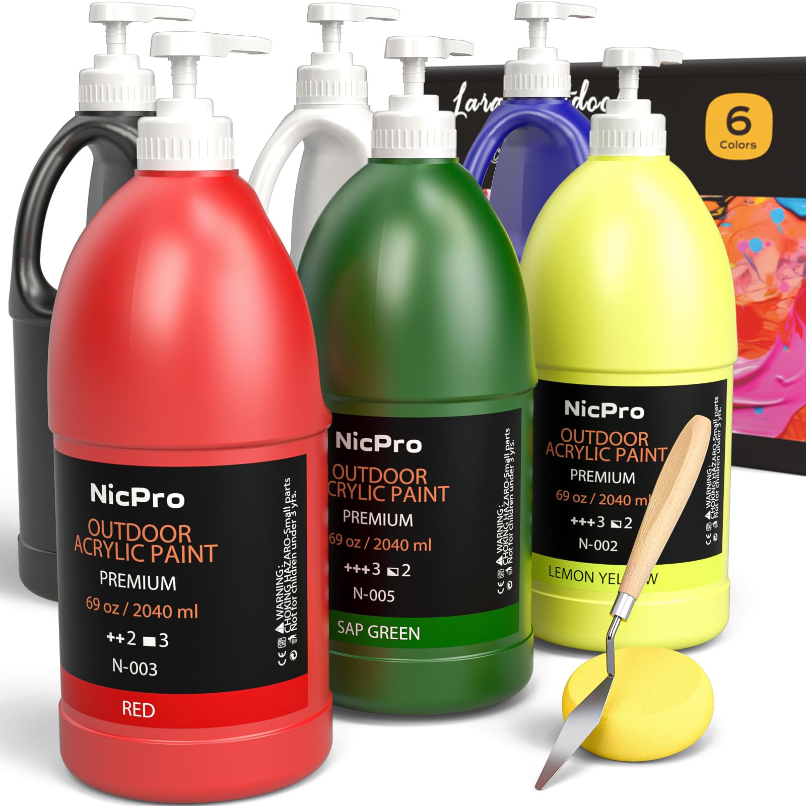 Mua 6 Colors Large Outdoor Acrylic Paint Set (69 oz, 2040ml) Rich Art ...