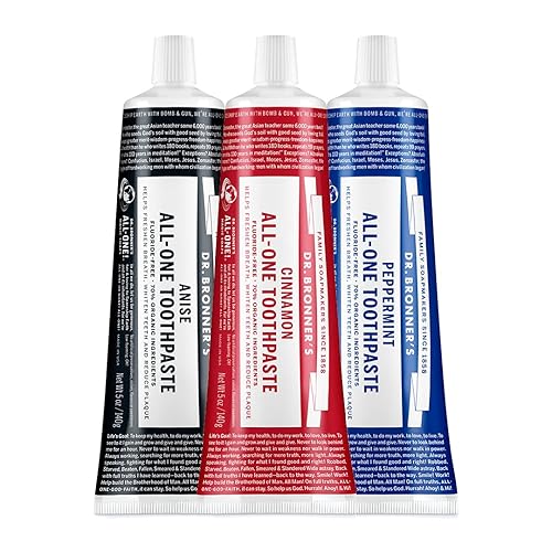 Dr. Bronner’s All-One Toothpaste 3-Pack Variety– (Peppermint, Cinnamon ...