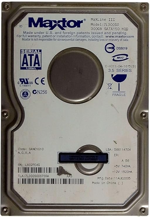 Maxtor 300 GB Disco Duro Maxline III 7l300s0 SATA id14298: Amazon.es ...