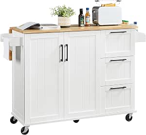 Amazon.com: Yaheetech Kitchen Cart with Drop-Leaf Countertop, Kitchen ...