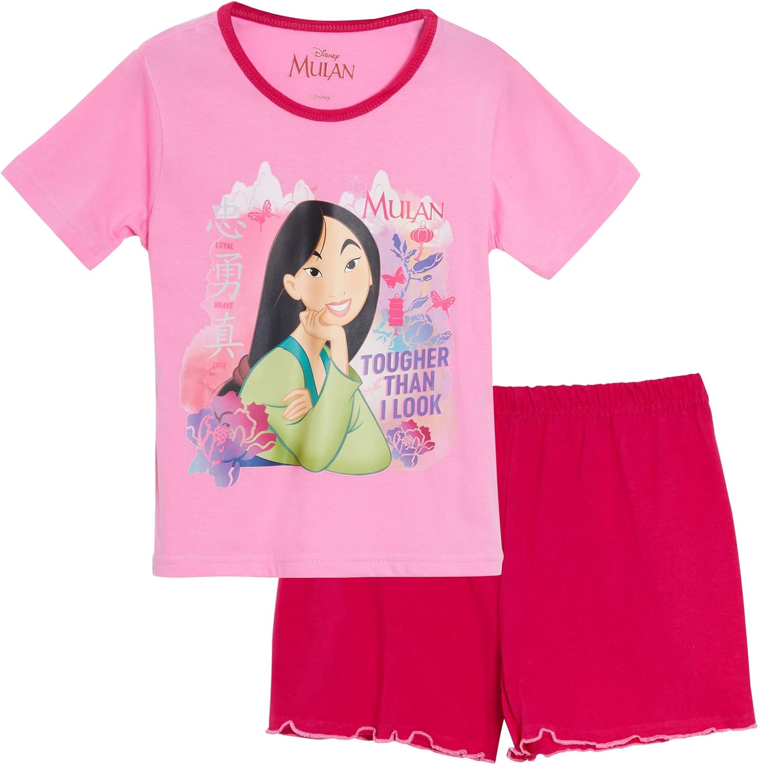 Disney Girls Mulan Short Pyjamas Kids Princess Shortie Pjs Set ...