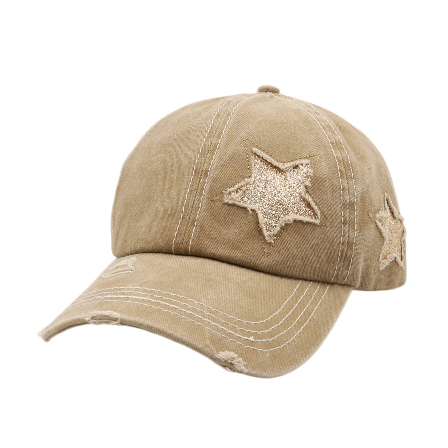 ProMindFun Womens Ponytail High Messy Bun Hats Distressed Baseball Caps ...