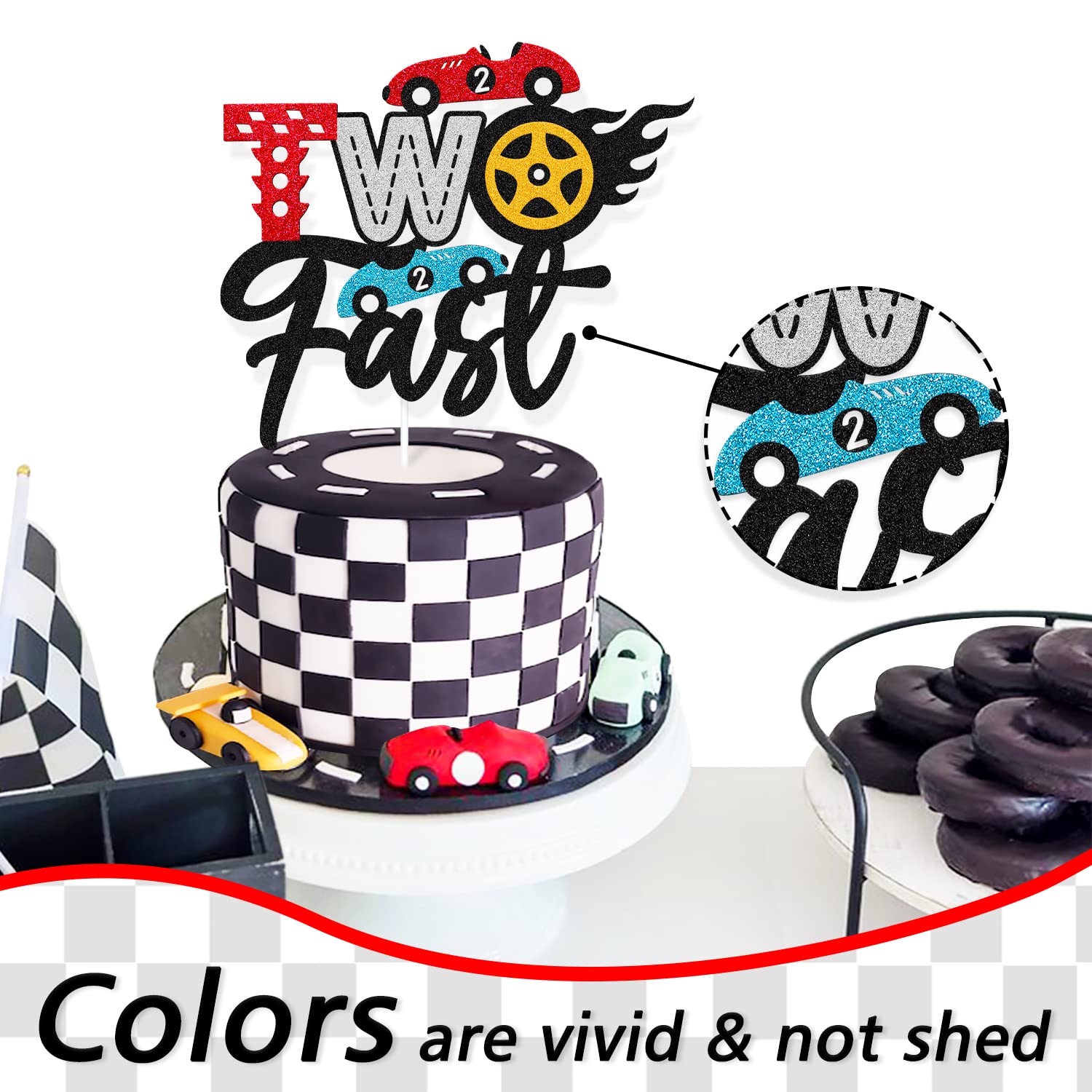 Mua Two Fast Cake Topper Traffic Light Racing Car Wheel Themed Happy ...