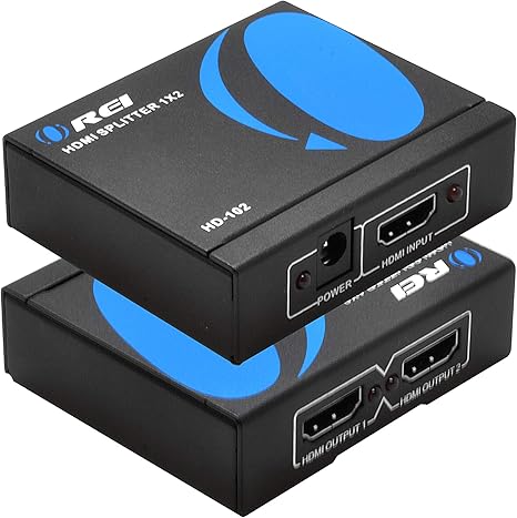 OREI HDMI Splitter 1 in 2 Out 4K - 1x2 HDMI Display Duplicate/Mirror - Powered Splitter Full HD ...