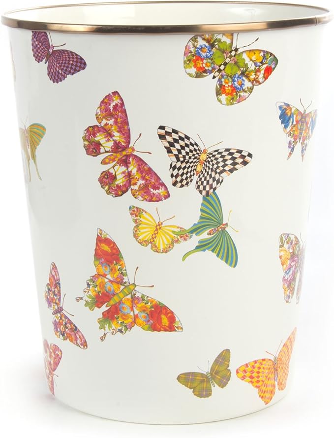 Amazon.com: White Butterfly Garden Wastebasket, MULTI COLORS: Home ...