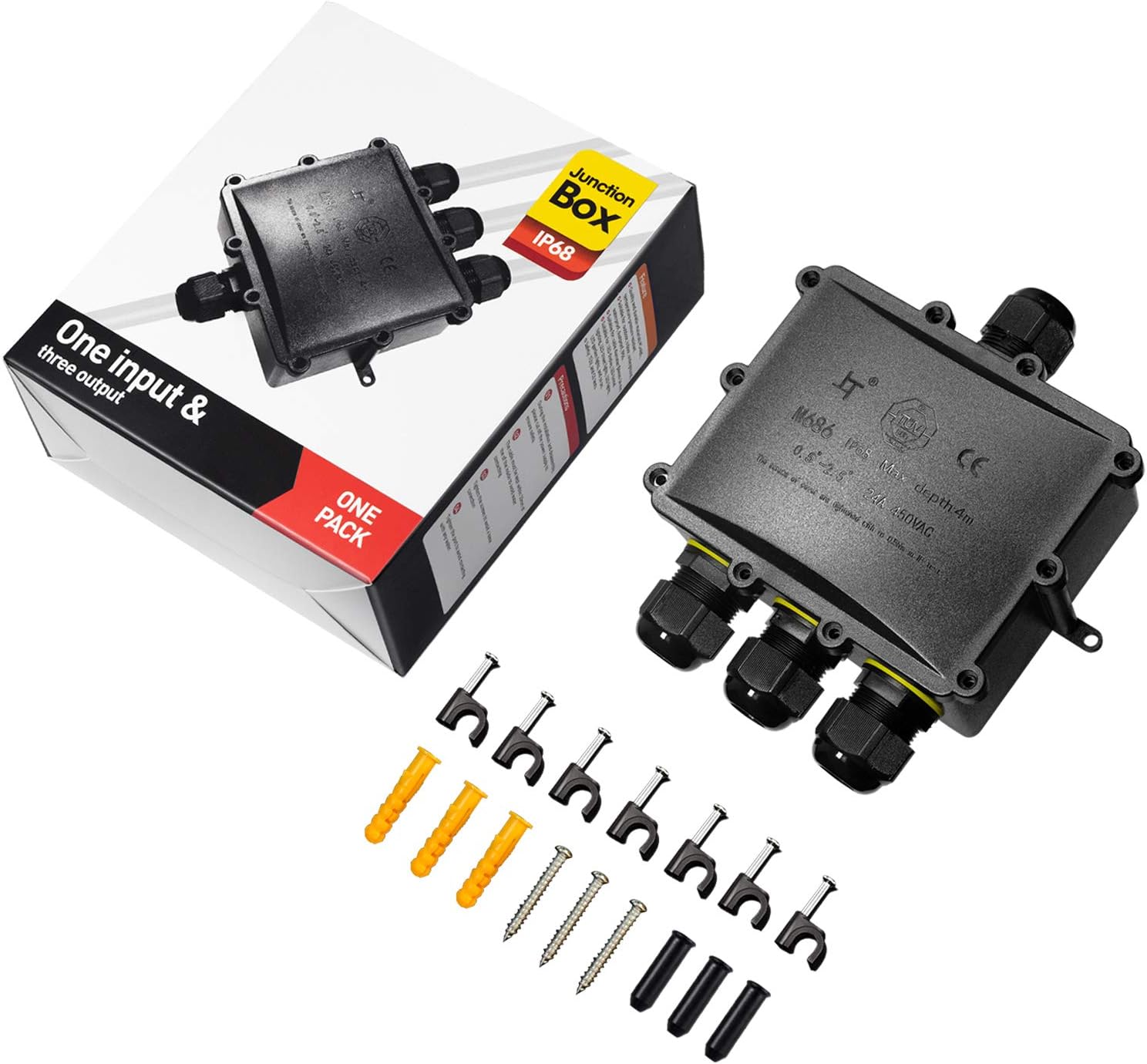 PEBA Waterproof Junction Box IP68 4-Way Outdoor Square Electrical ...