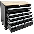 Amazon.com: Heavy Duty Rolling Tool Chest with 9-Drawer Wood Top Tool ...