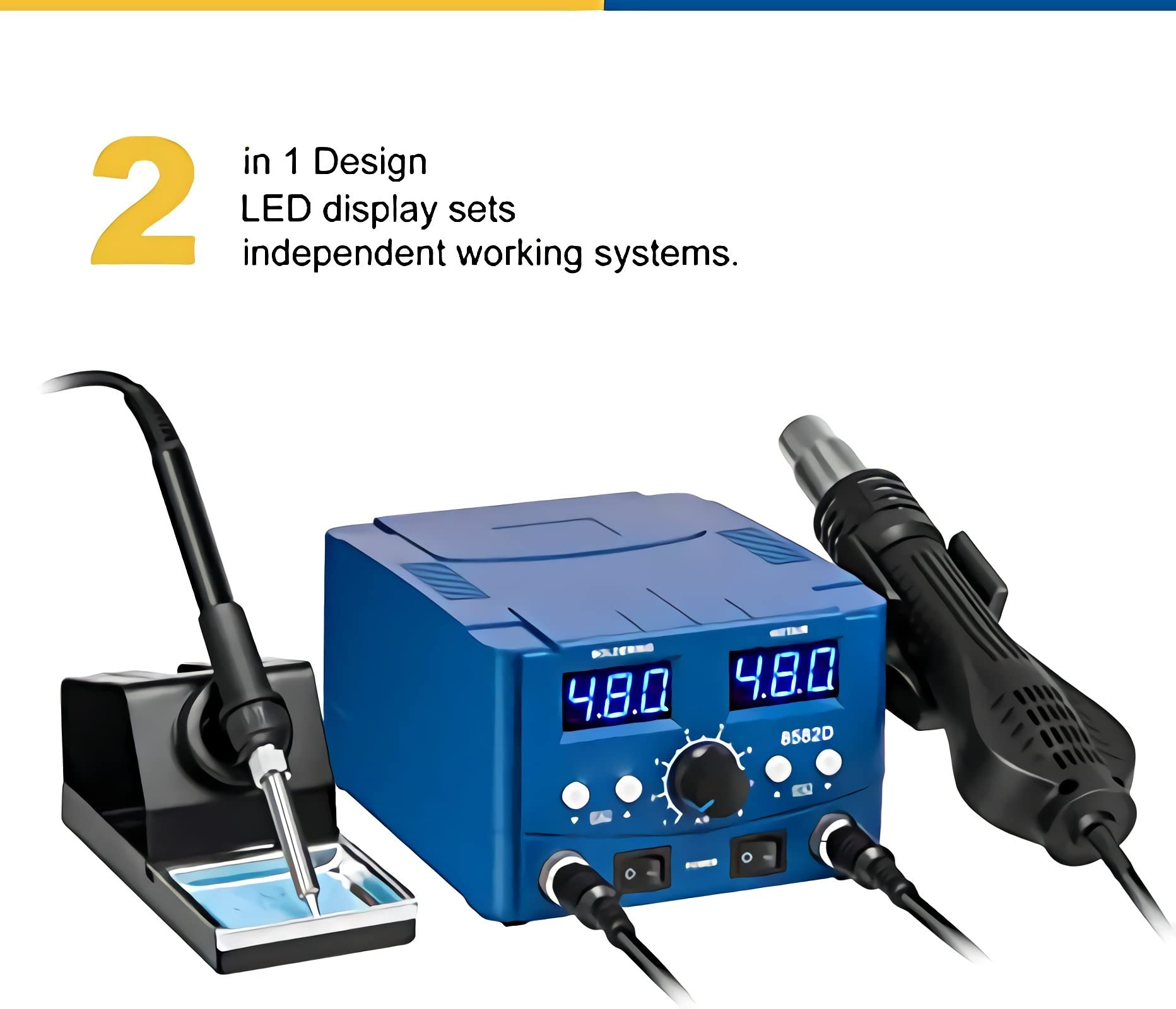 Mua 750W Soldering Iron Station, 2 IN 1 Digital Hot Air Rework Station ...