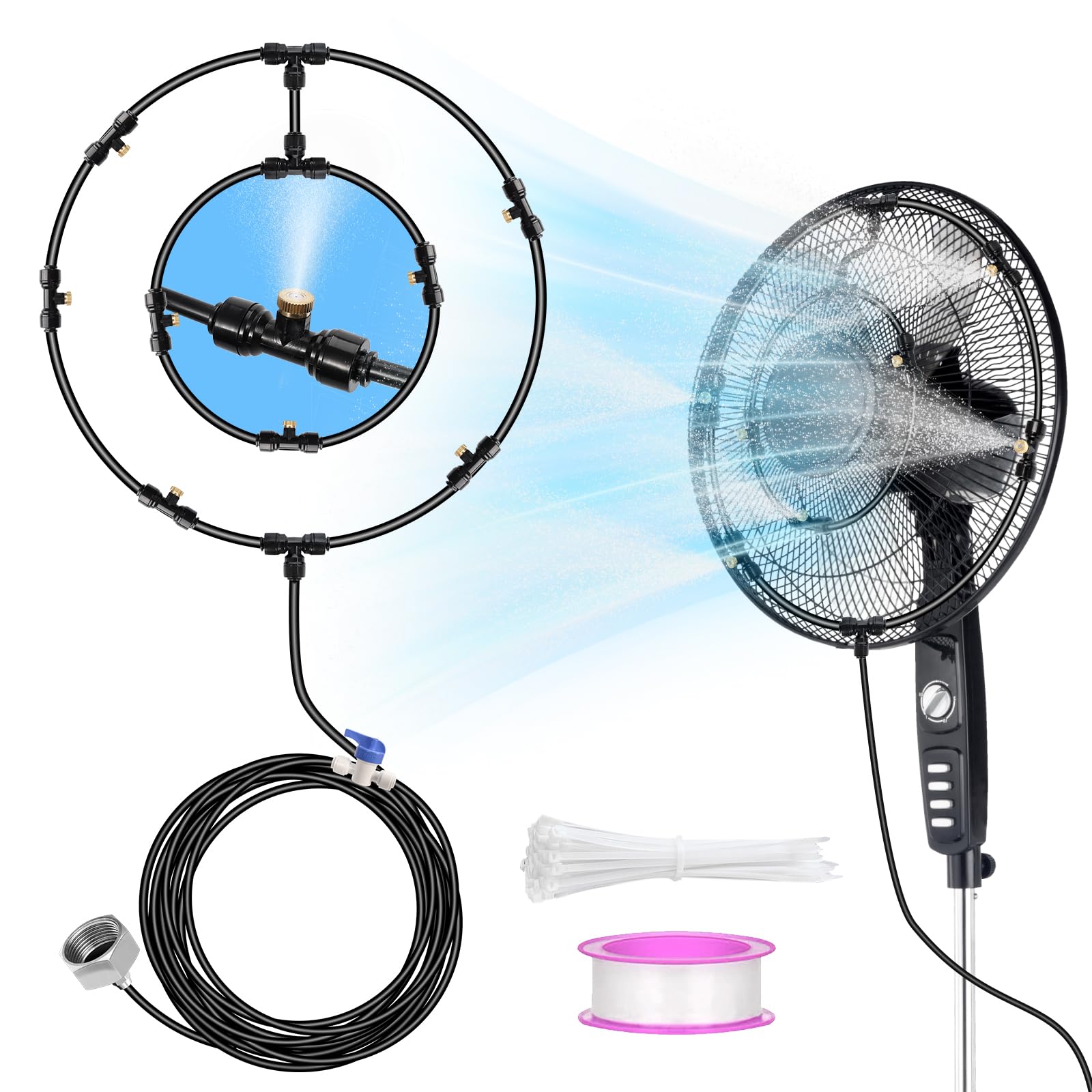 Fan Misting Kit for Outside Patio,Water Misters for Cooling Outdoor Fan ...