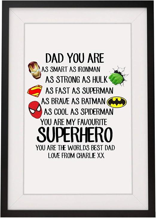 Superhero Strong As Hulk - Framed Print with Mount - Personalised ...