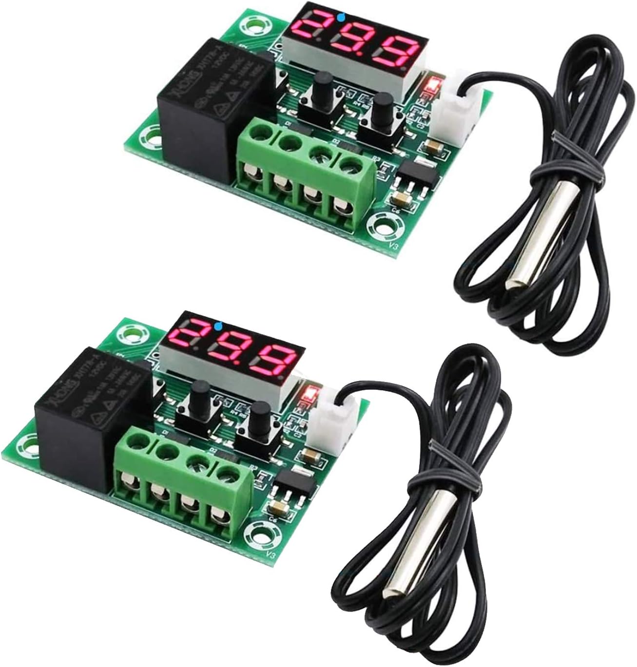 ZHITING 2pcs XH W1209 12V DC Red Digital Temperature Controller Board ...