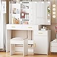 Amazon.com: ANWBROAD Vanity Desk White Vanity Table Set with Sliding ...