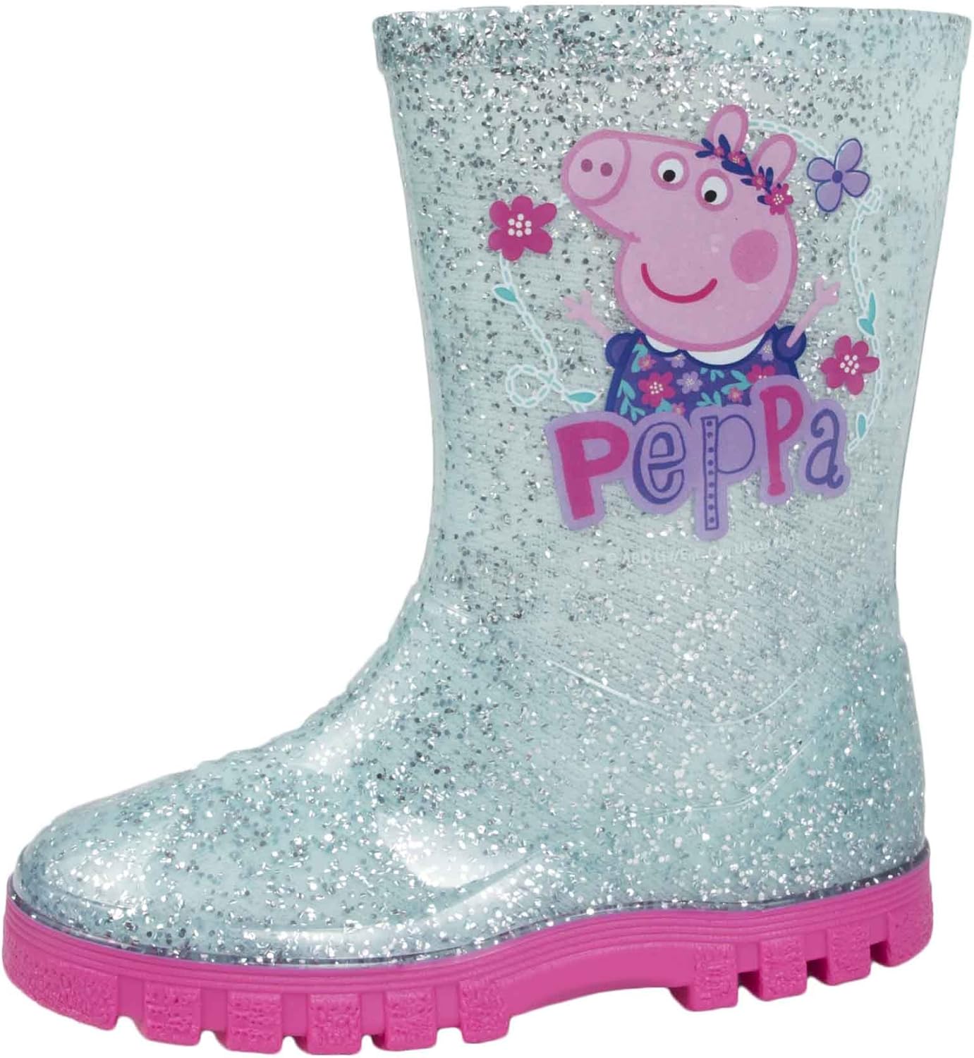 Peppa Pig Girls Wellington Boots Light Blue Glitter 8 UK Child: Amazon ...