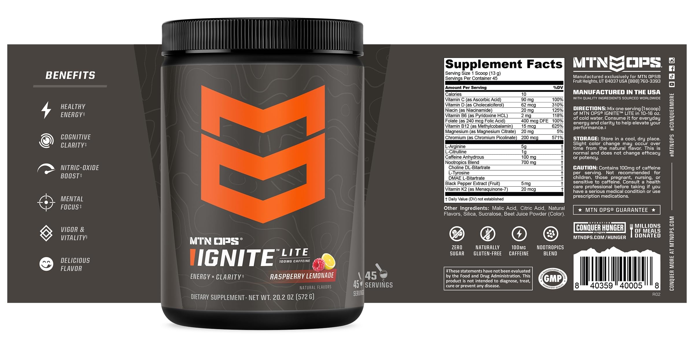 Mua MTN OPS Ignite Supercharged Energy Drink Mix 45-Serving Tub, Blue ...