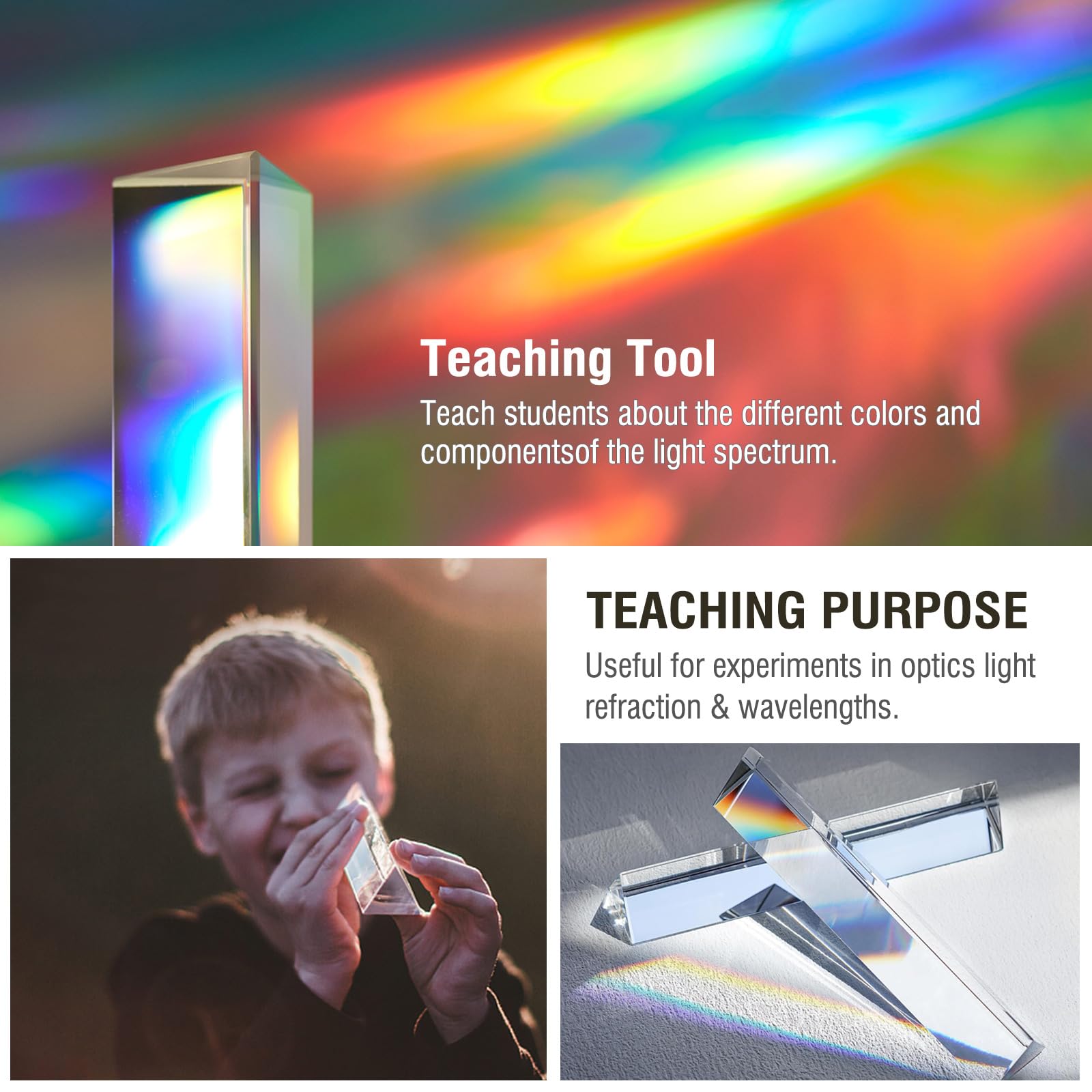 Mua 2pcs Clear Triangular Prism,Prisms Set -6" & 1" Lengths Optical ...