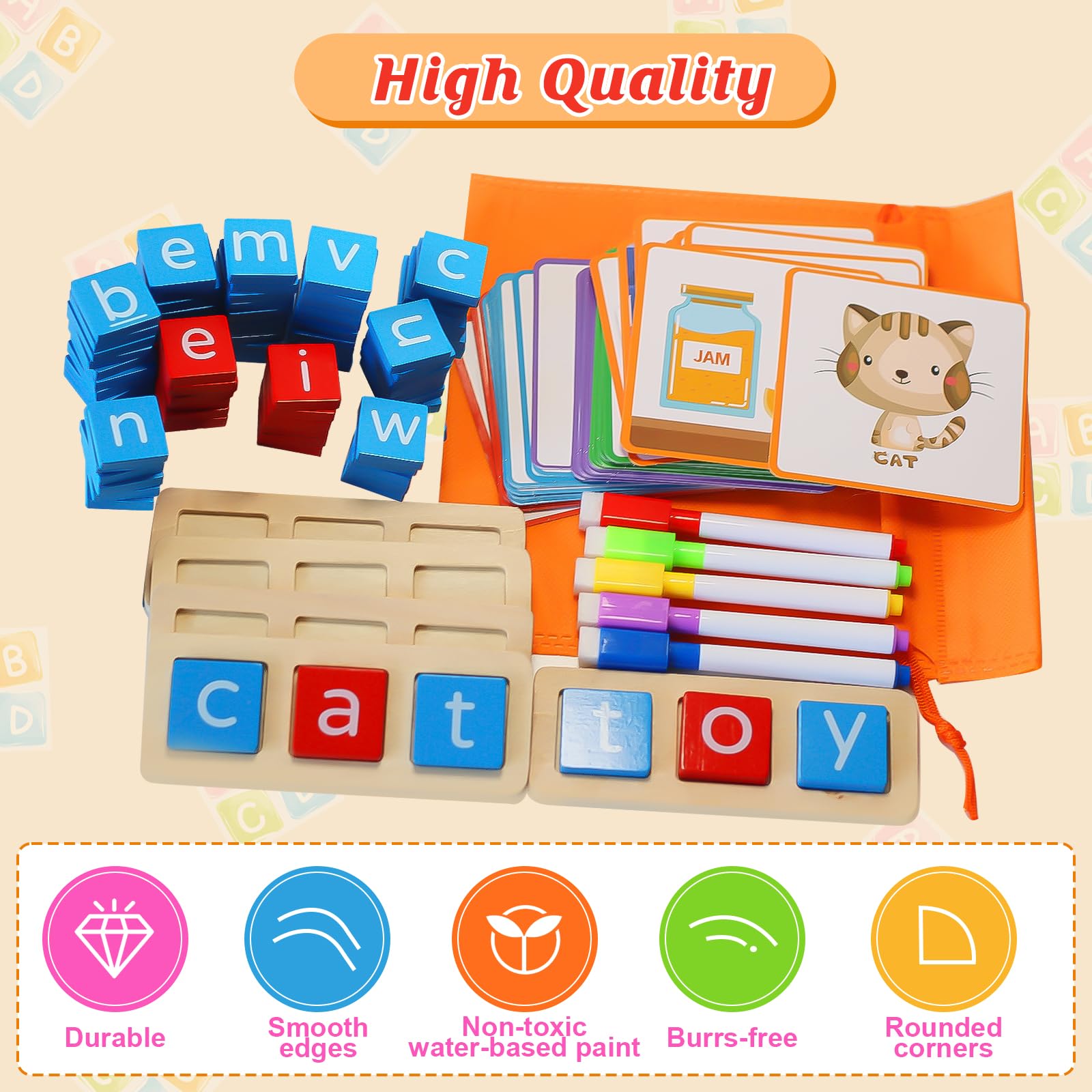 Mua VILOPIN Wooden Short Vowel Reading Letters Sorting CVC Spelling ...