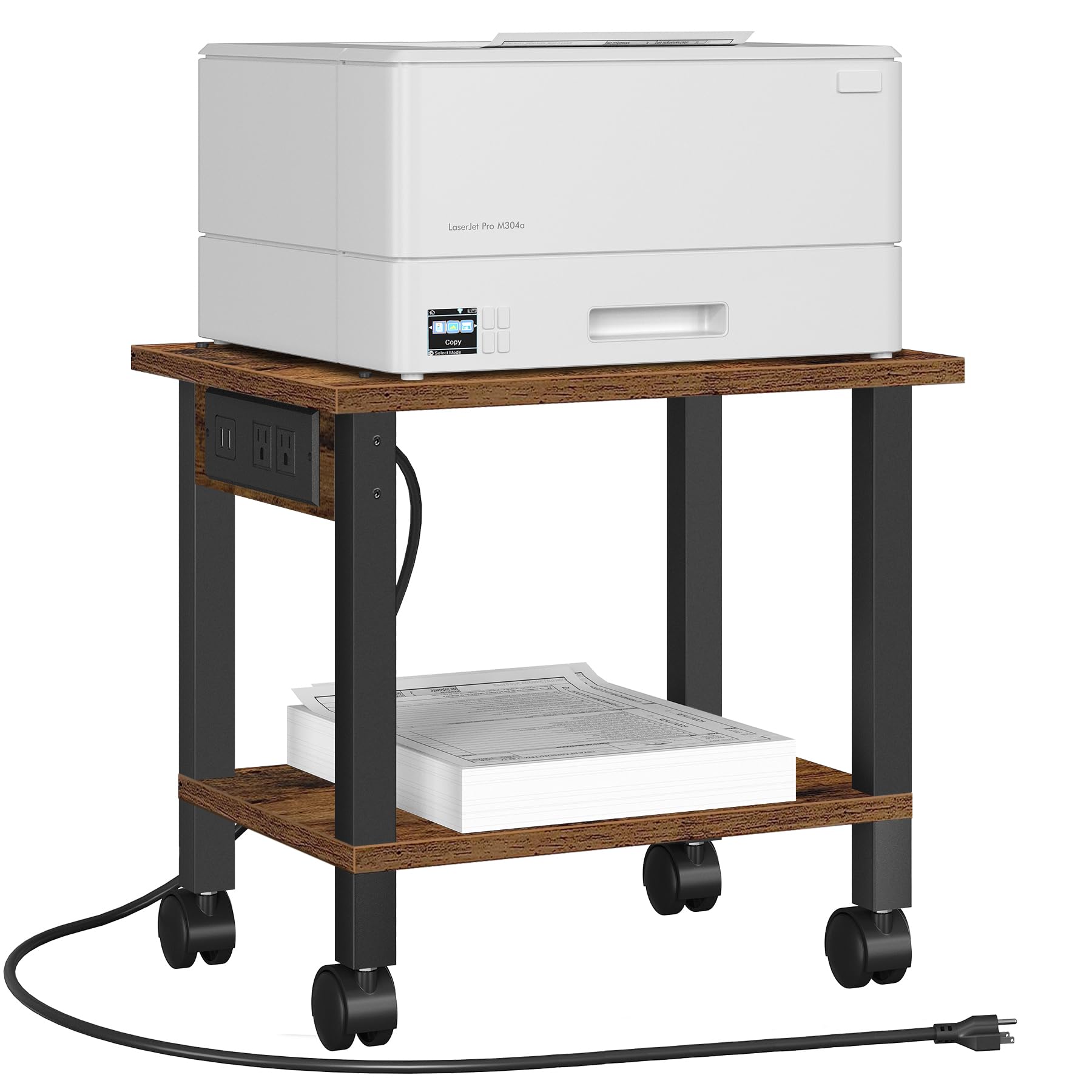 TUTOTAK 2 Tier Printer Stand, Rolling Printer Cart with Power Outlets ...