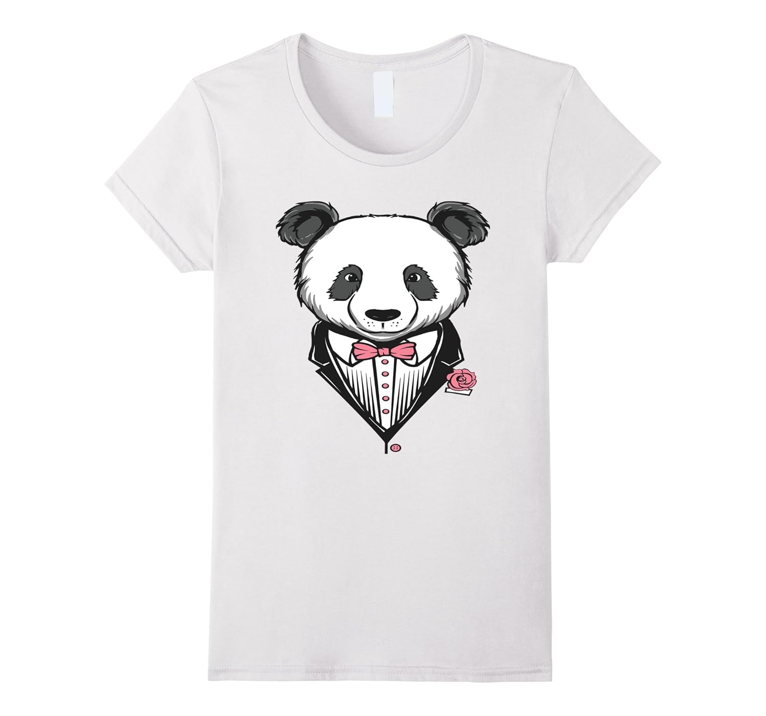 Funny Tuxedo Costume Panda T-Shirt With Pink Bow Tie-4LVS – 4loveshirt